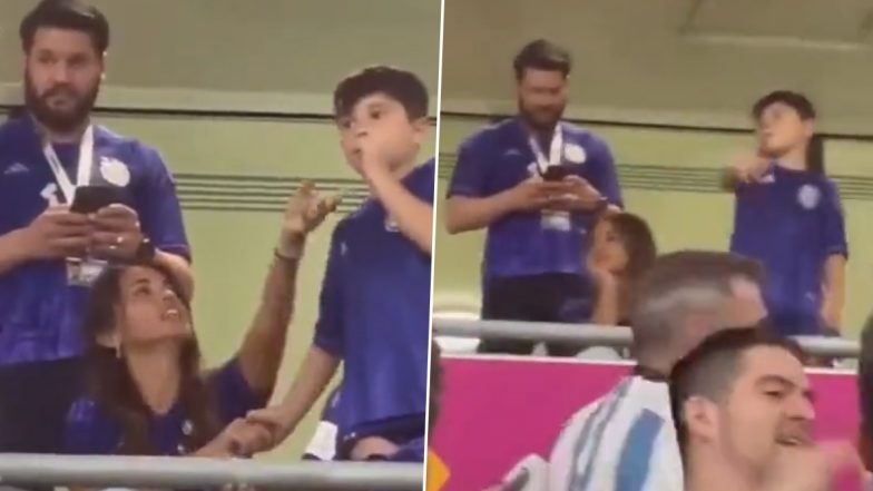 Super fun on the sidelines!Messi's 7-year-old son "throwing a lollipop ...