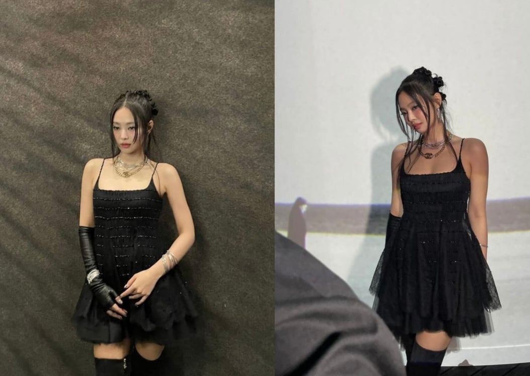 Jennie以黑色紗裙、煙燻妝化身帥辣小貓咪，秋冬時裝週造型解析！